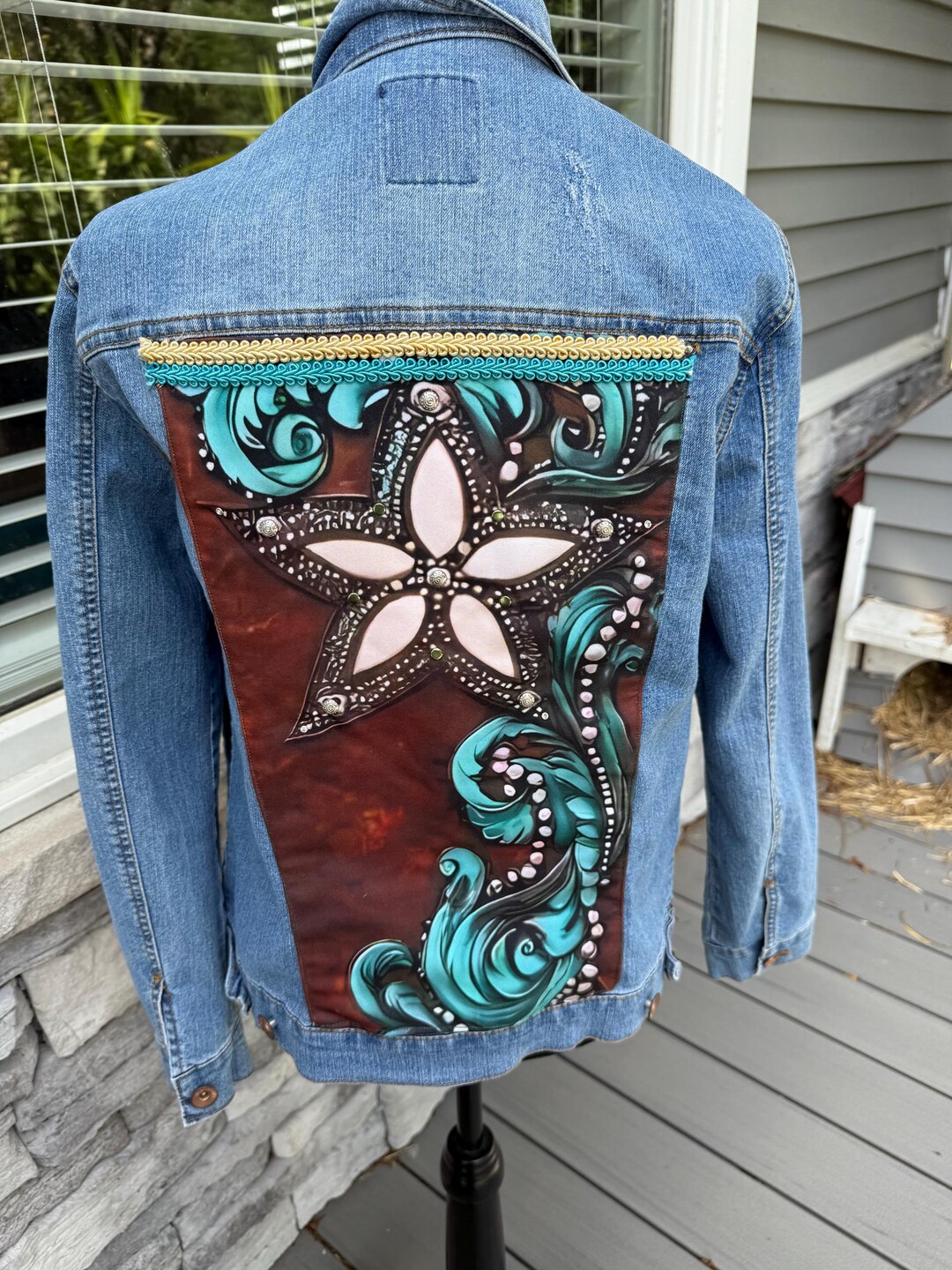 Western Reworked Denim Jacket - Etsy