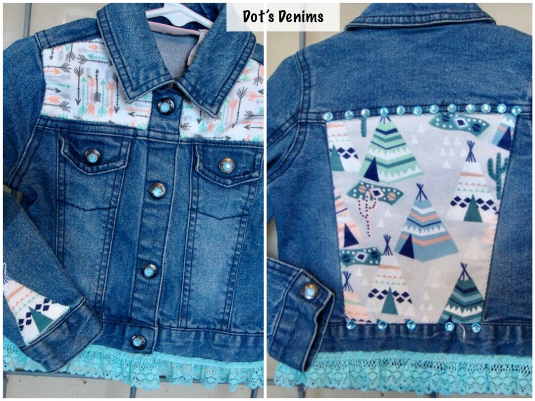 Size 4T Little Girls' Sparkle and Lace Jean Jacket - Etsy