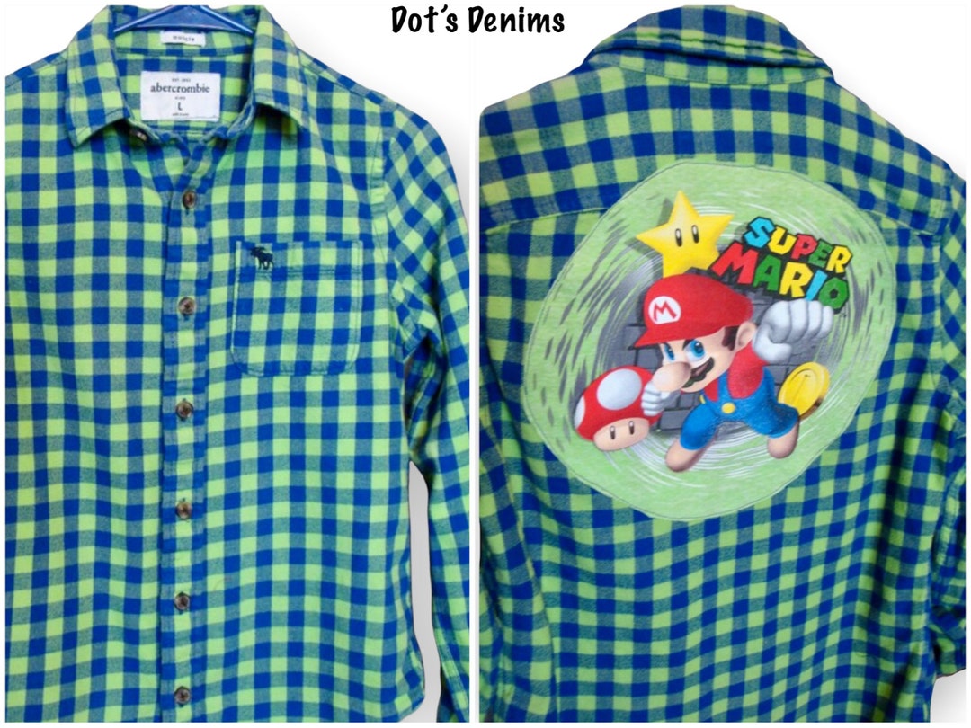 Size L Super Mario Kids Abercrombie Flannel - Etsy