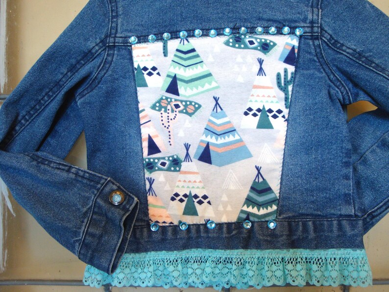 Size 4T Little Girls' Sparkle and Lace Jean Jacket - Etsy