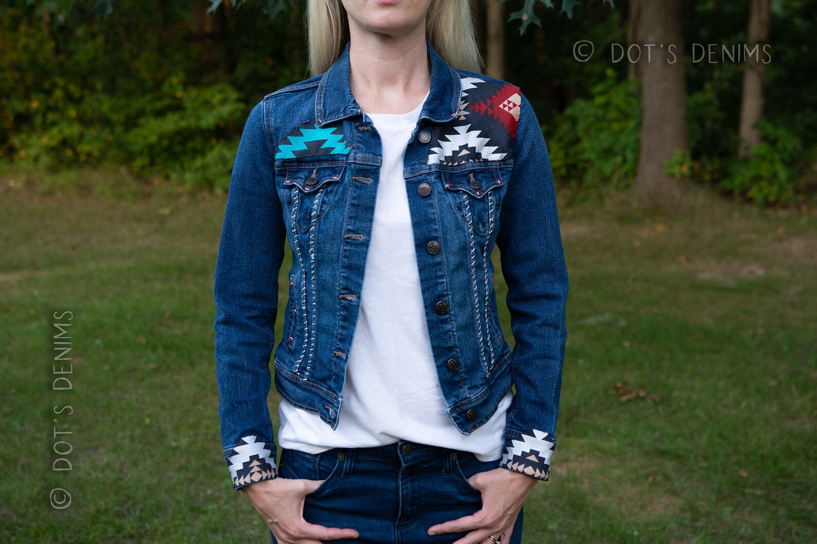 Size XS Southwest Boho Embellished Jean Jacket - Etsy