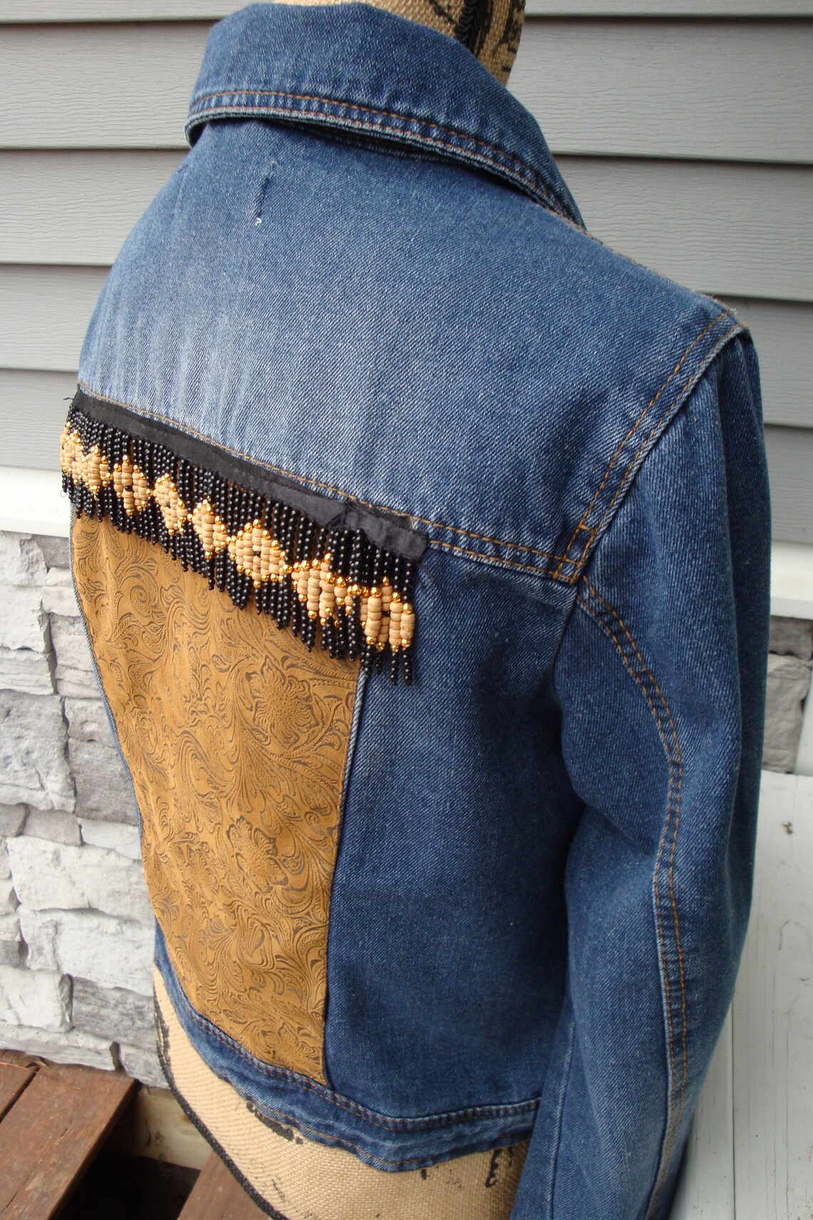 Size XL Western Beaded Denim Jacket - Etsy
