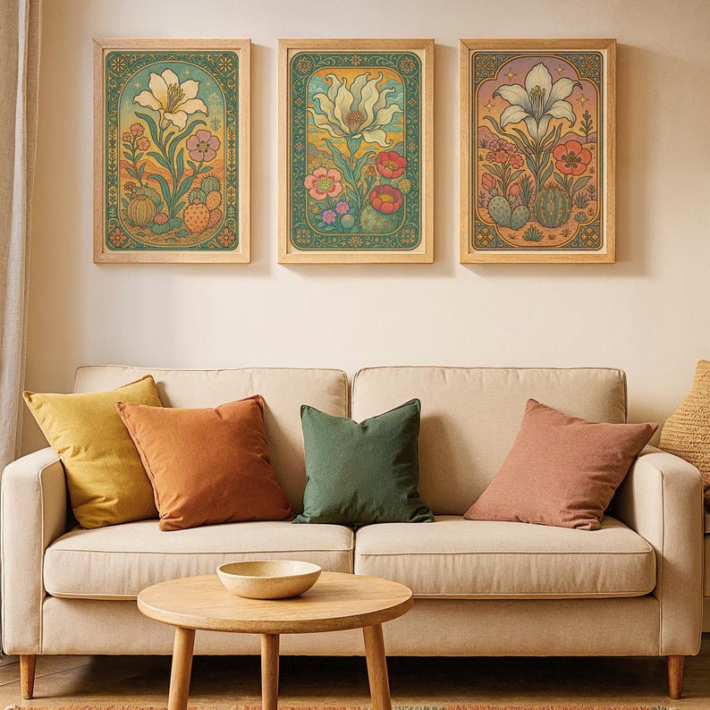Desert Bloom Print Set: Folk Art Wildflowers (digital Download, 16x24in ...