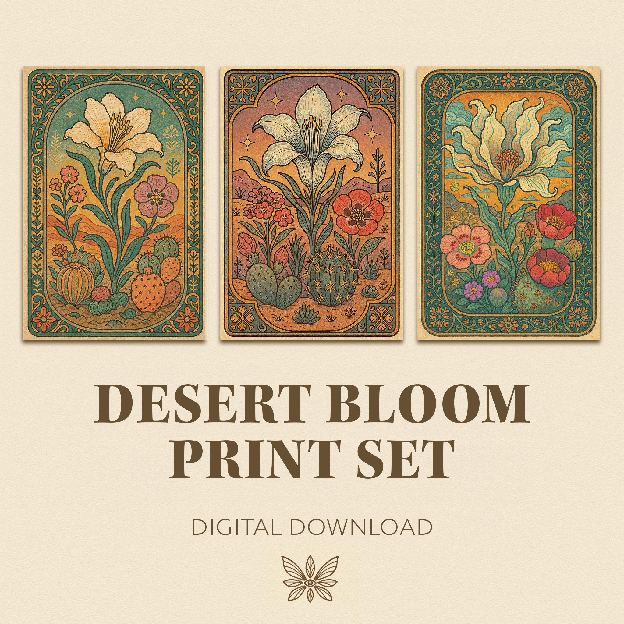 Desert Bloom Print Set: Folk Art Wildflowers (digital Download, 16x24in ...