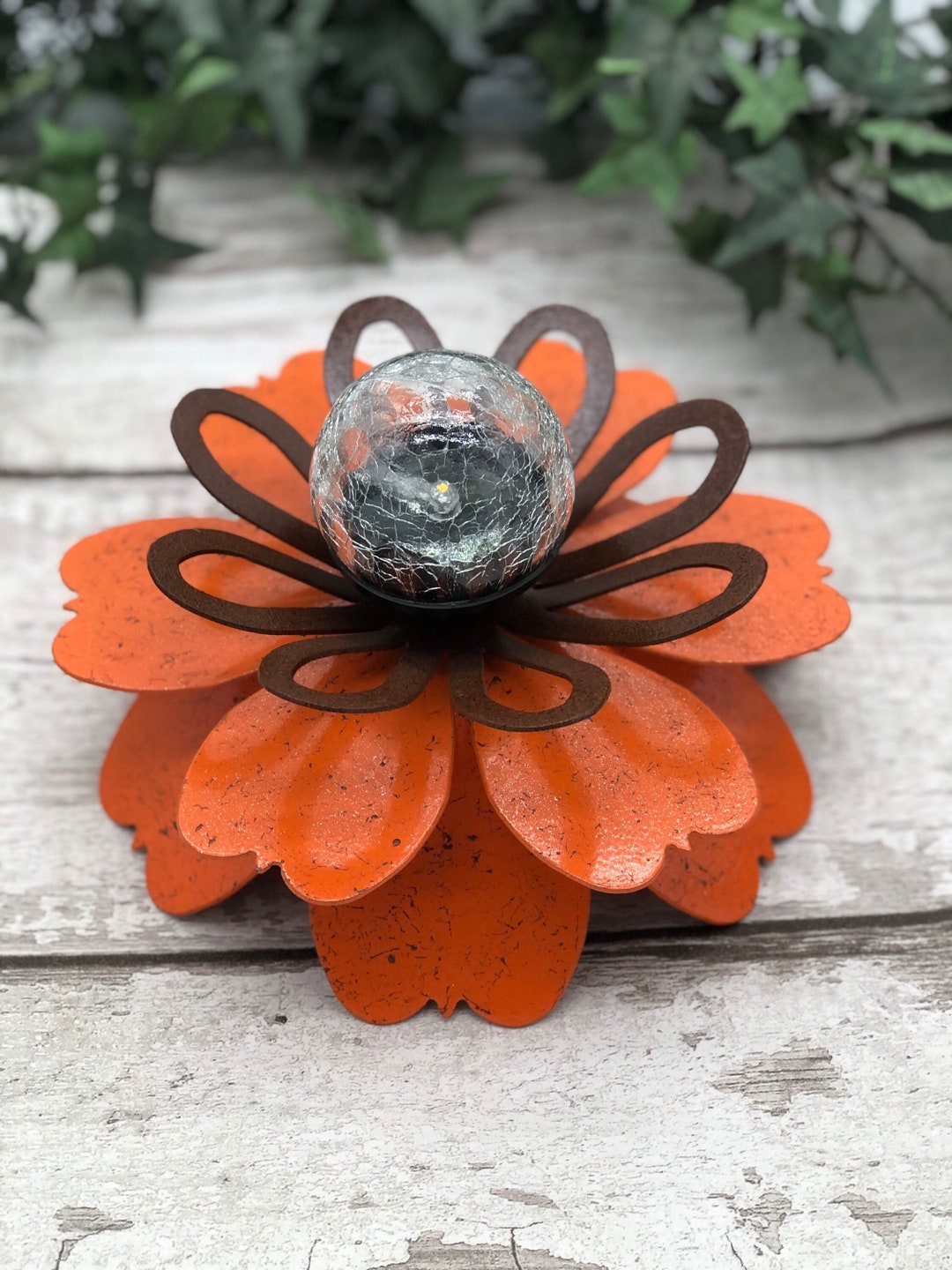 Solar Flower Centerpiece Orange, Solar Light, Garden Light, Picnic ...
