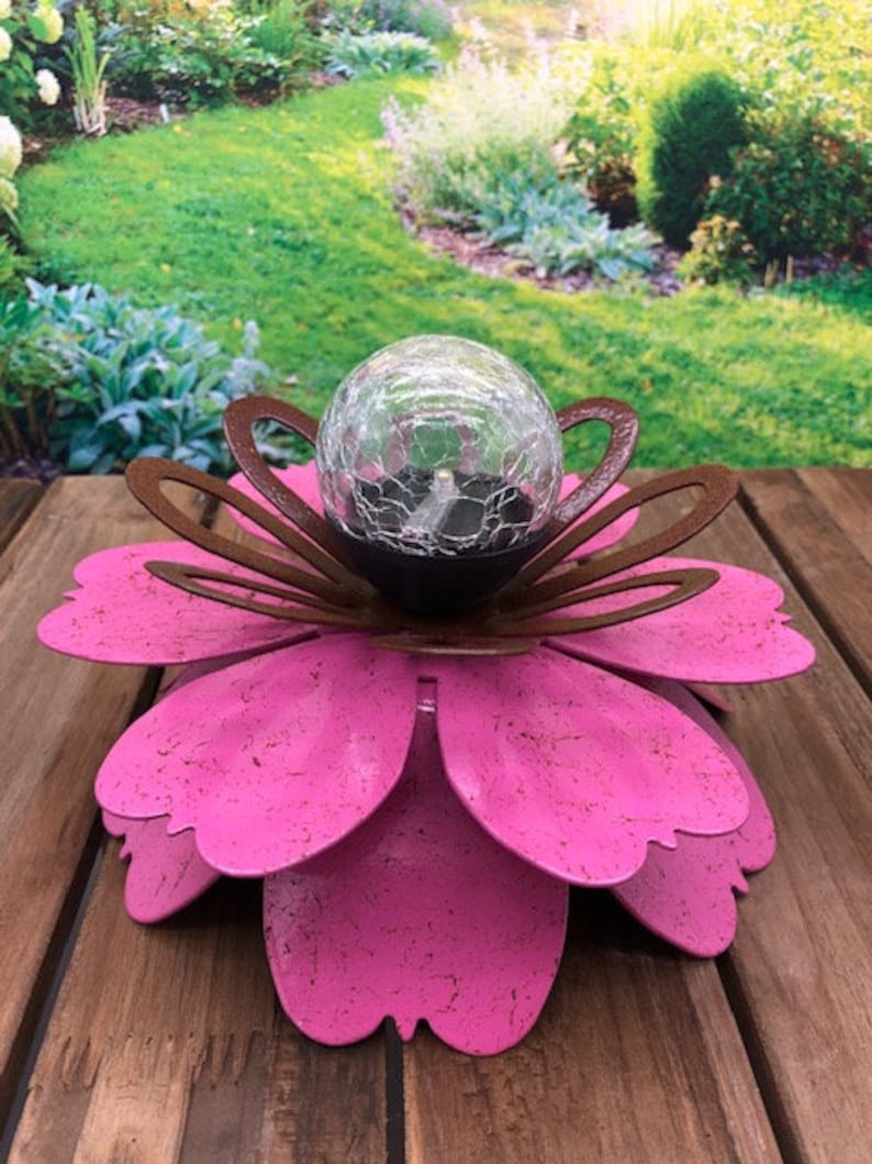 Solar Flower, Outdoor Solar Light, Metal Flower, Solar Light for Garden ...