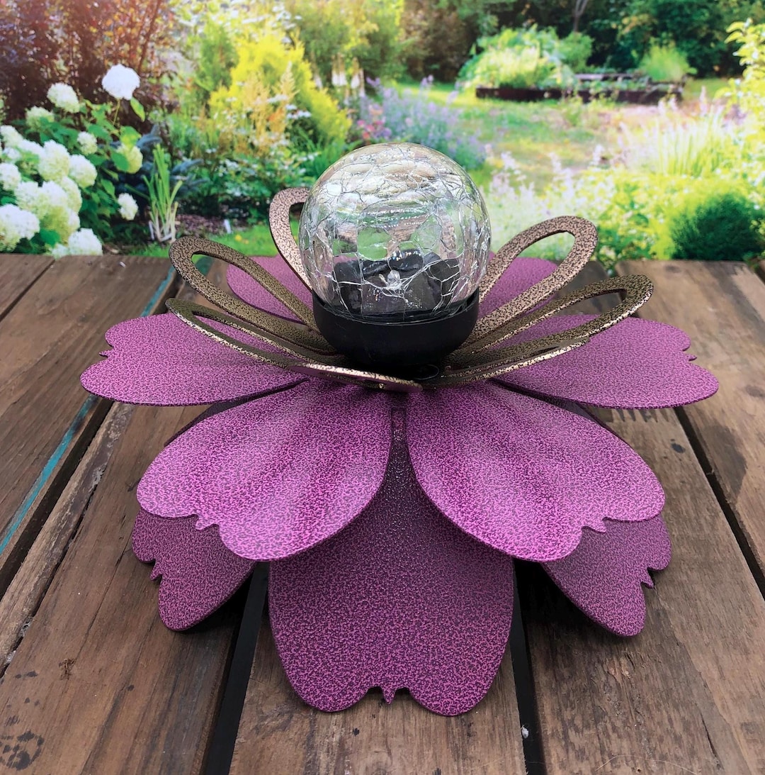 Solar Flower, Outdoor Solar Light, Metal Flower, Solar Light for Garden ...
