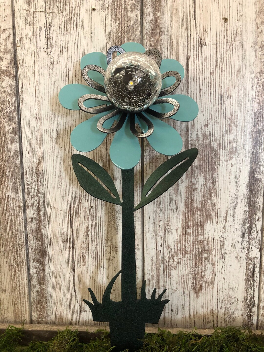 Handmade Metal Solar Flower Stake, Garden Decor Light - Etsy