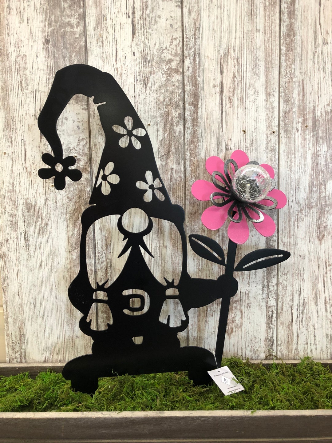 Solar Gnome With Flowers, 22”H X 17”W, Solar Light, Gnome, Garden Gnome ...