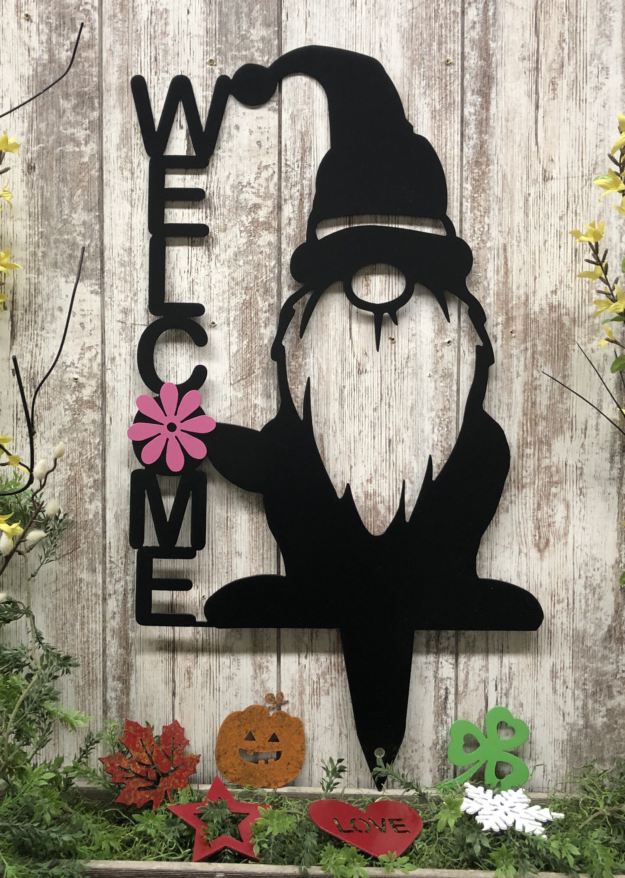 Seasonal Welcome Gnome Garden Gnome Gnome Garden Stake - Etsy