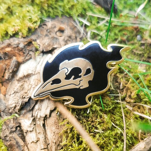 Crow Pin Badge Black Crow Skull Pin Soft Enamel Pin Skull | Etsy