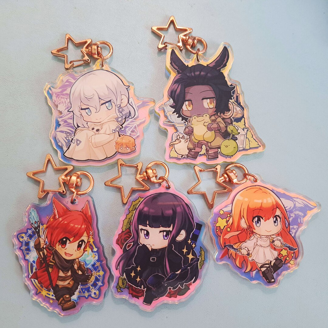 Final Fantasy XIV (FFXIV) Holo Keychains: Ryne, Gaia, Erenville, Themis ...