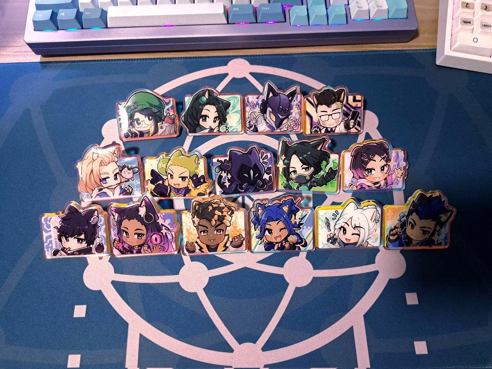 Neko Cat Valorant Agent Acrylic Pins and Stickers / Cute Gaming Acrylic ...