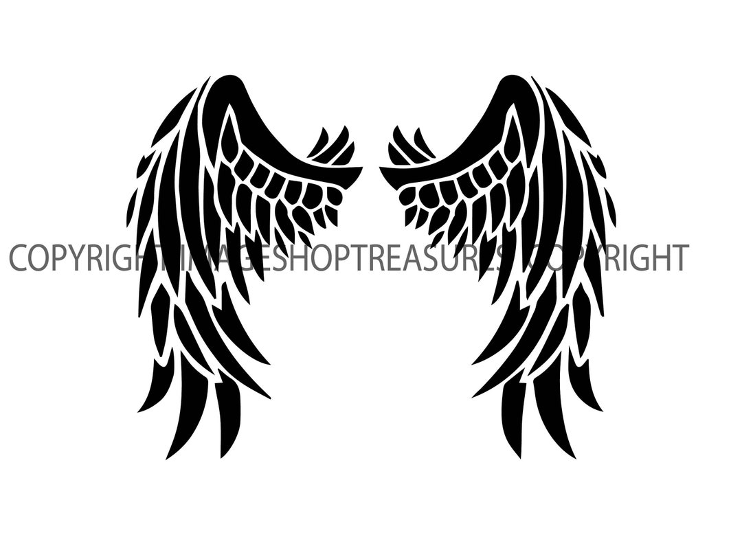 Angel Wings Gothic Heaven Decorative Angelic Religious Rip Design Logo ...
