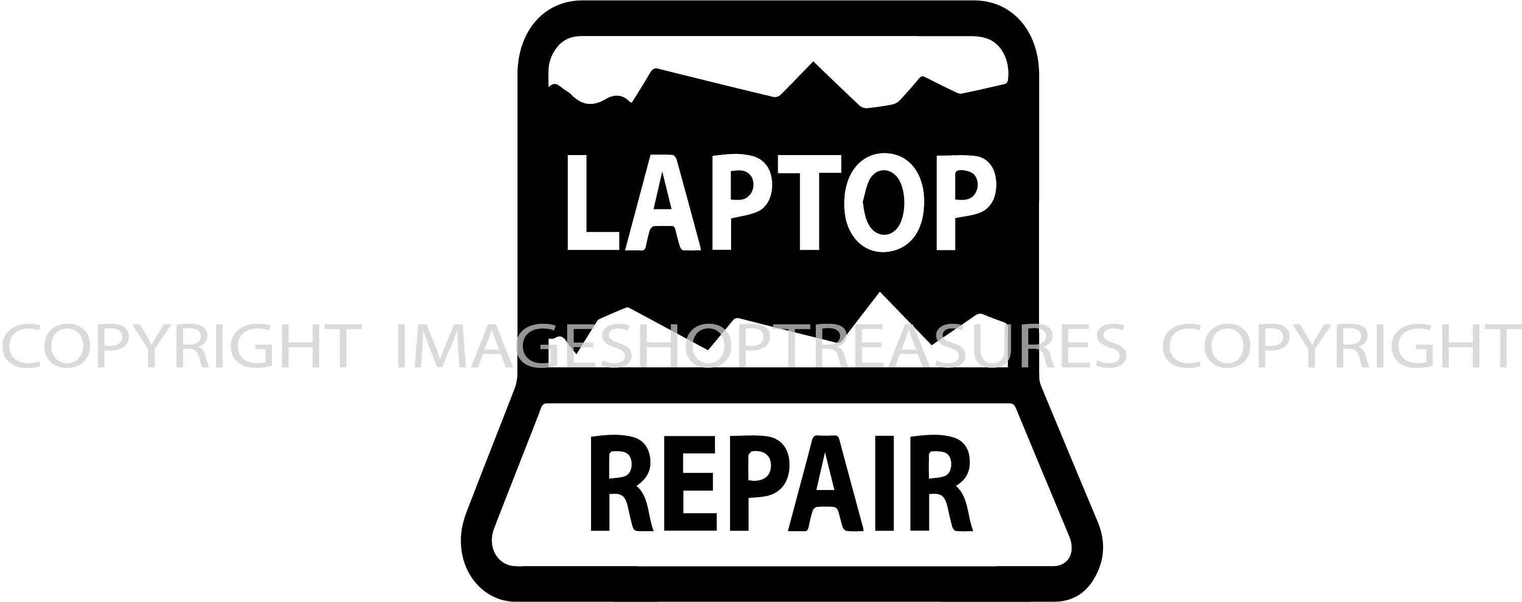 Laptop Repair Fix Maintenance Shop Computer CPU Logo Internet | Etsy
