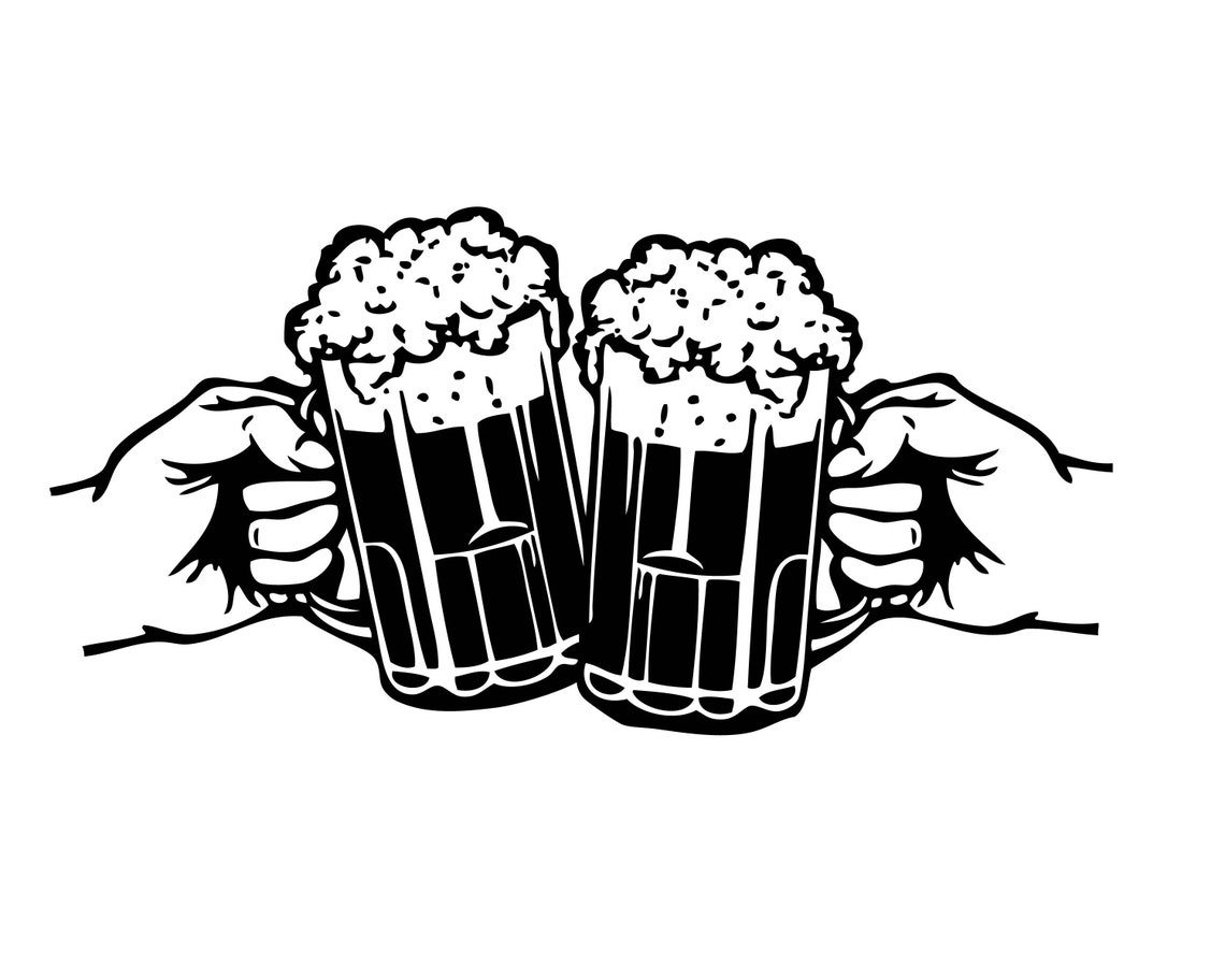 Beer Mugs 2 Cheers Suds Foam Keg Stand Pong Vector Silhouette Etsy