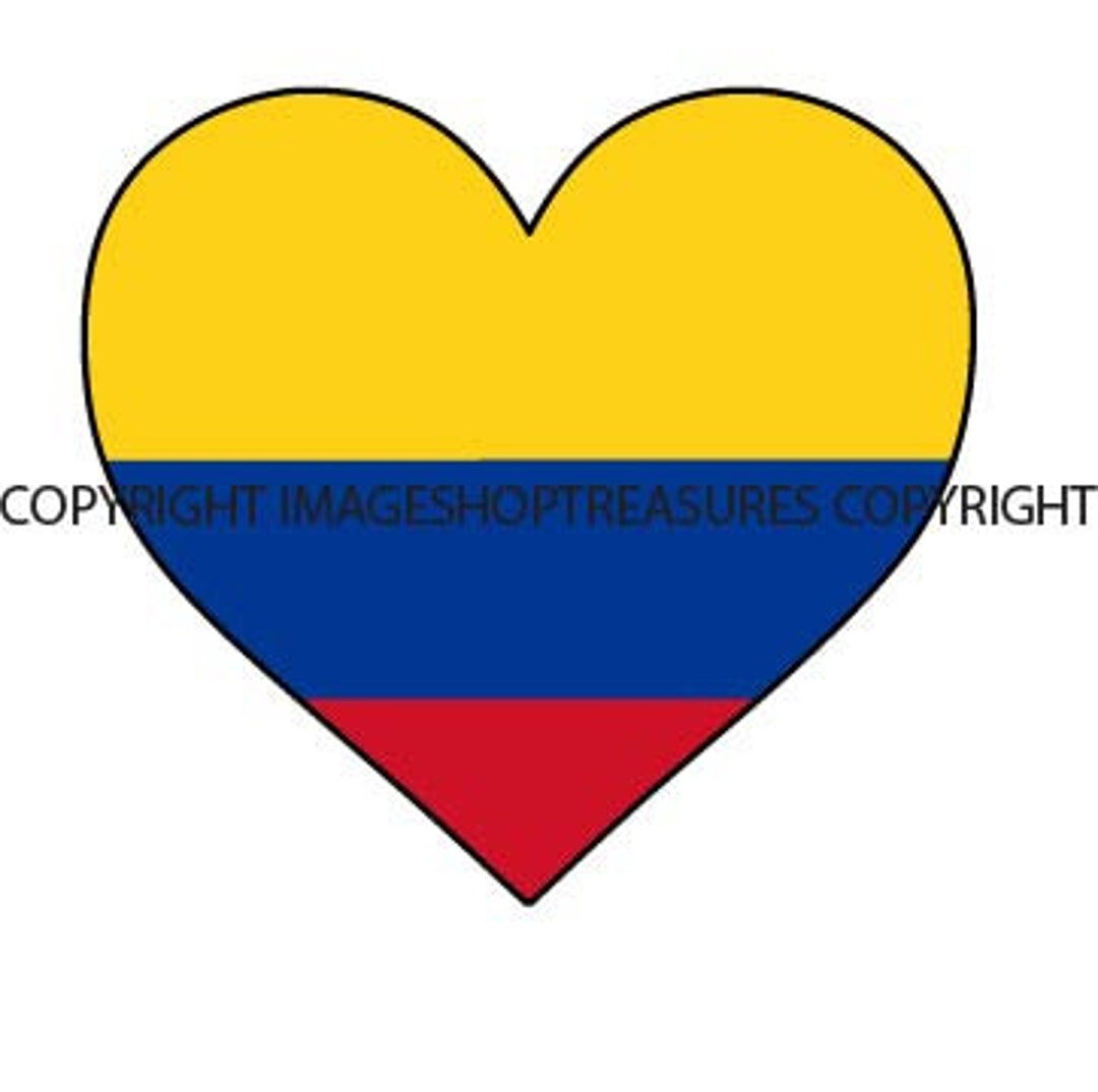 Vector Colombia Colombian Flag Heart Shaped South America Country World ...