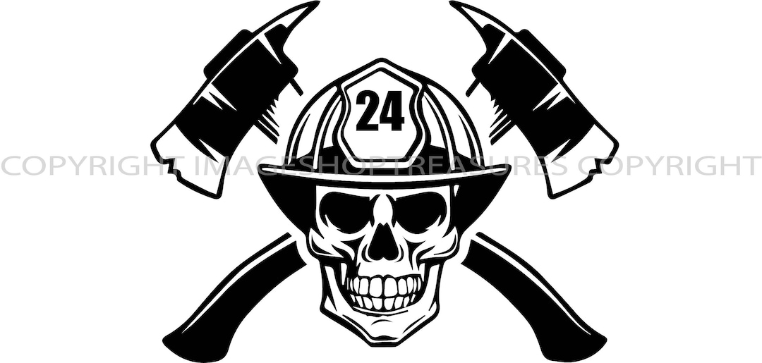 Firefighter Logo Firefighting Rescue Axes Fireman Fighting Fire Skull ...