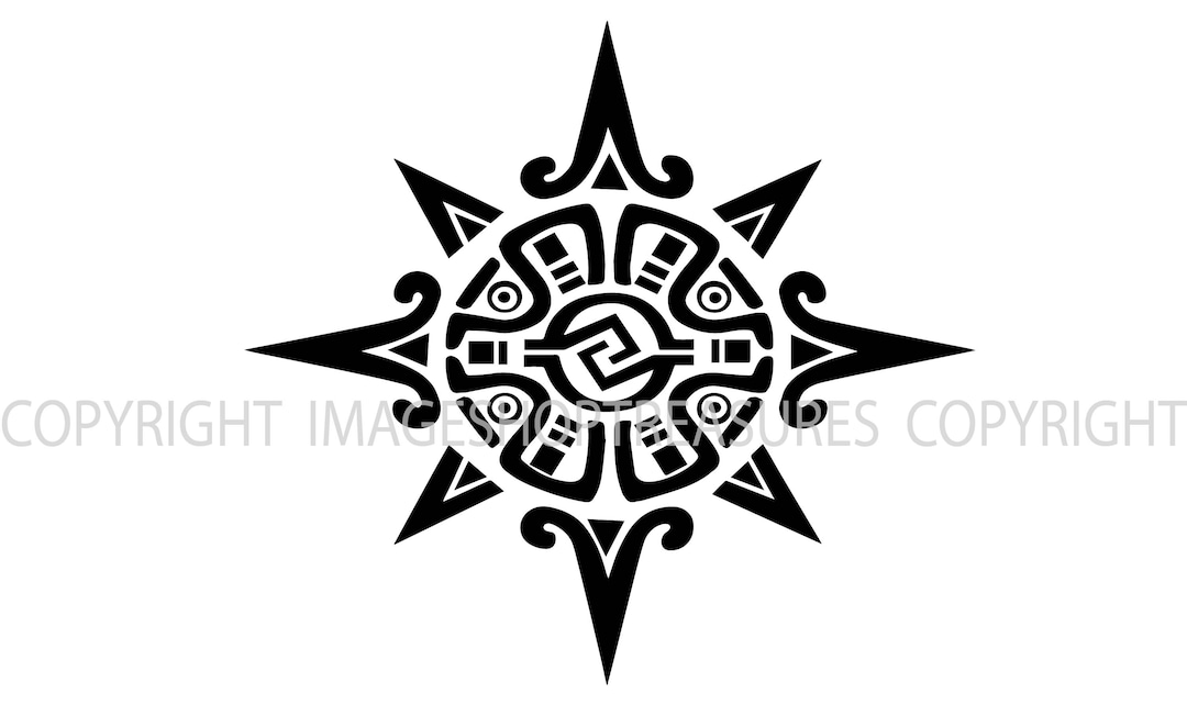 Mayan Sun Indian Sunburst Light Rays Sunshine Shine Star Burst Badge ...