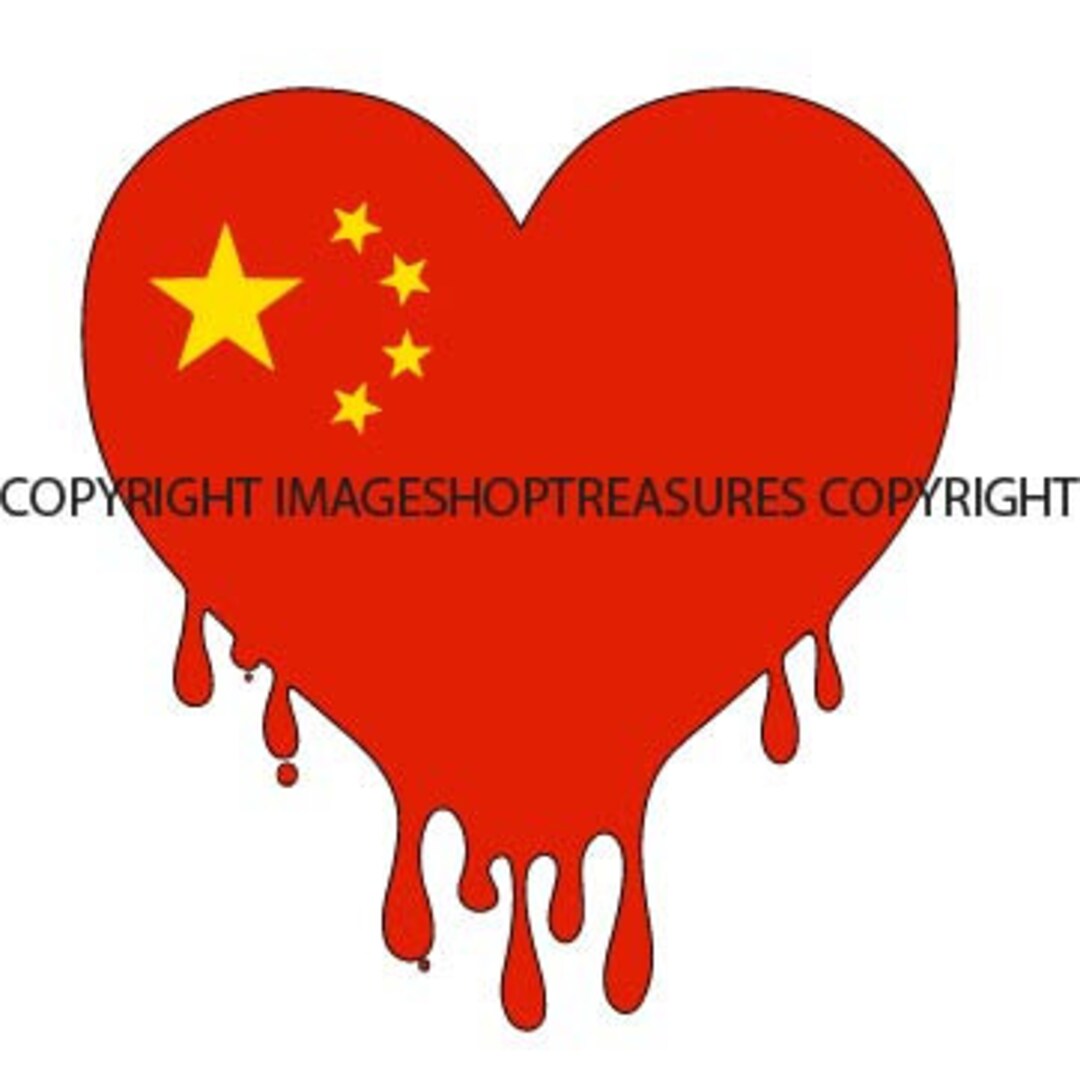 Vector Drip Dripping Heart China Chinese Flag Heart Shaped North Asia ...
