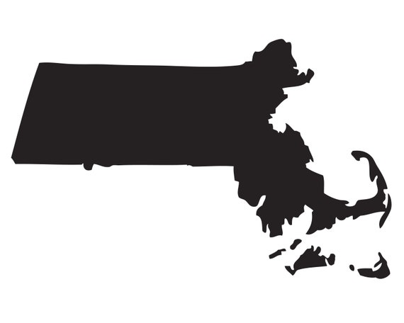 Massachusetts State Silhouette Shape Map U.s.united America | Etsy