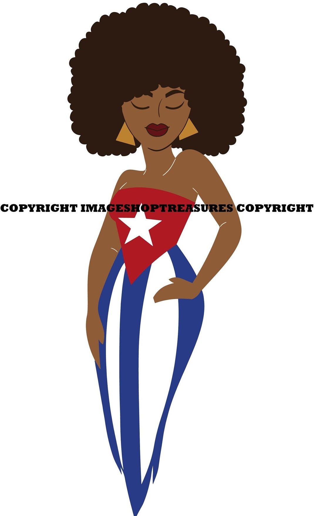 Vector Brown Cuba Cuban Afro Centric Black Woman Flag Dress Caribbean ...