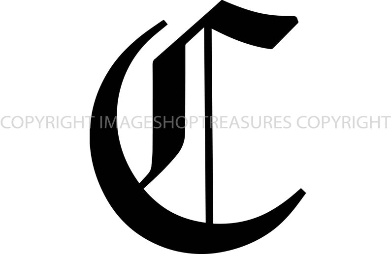 Old English Letter C Anglian OE Tattoo Latin Irish Celtic Fancy Wedding ...