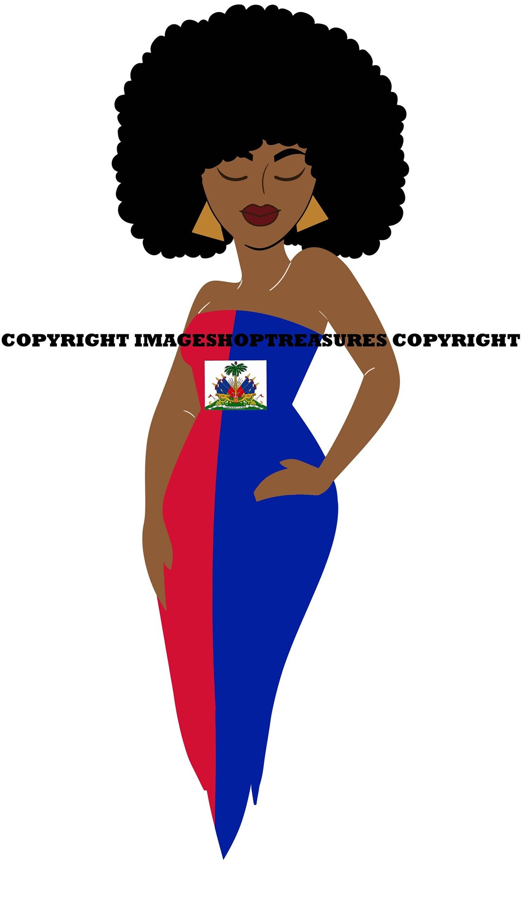 Vector Haitian Haiti Afro Centric Black Woman Flag Dress Caribbean Sun ...