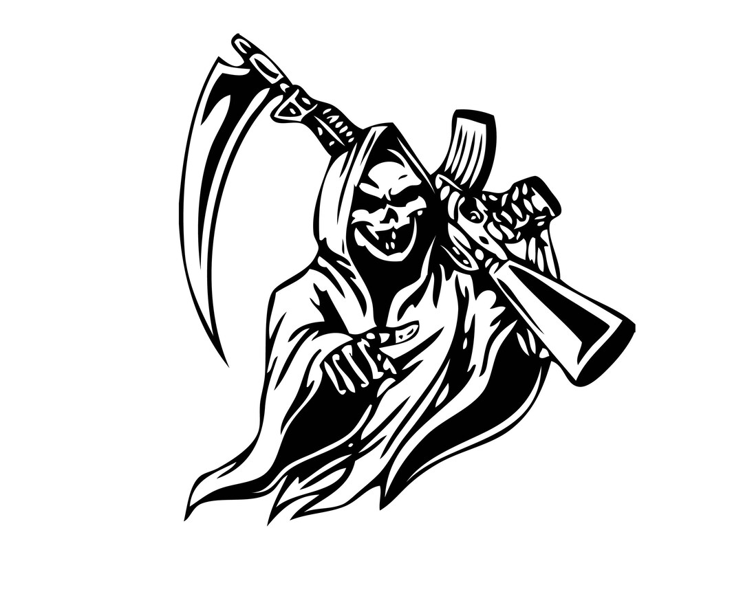 Grim Reaper And Gun Tattoo Designs