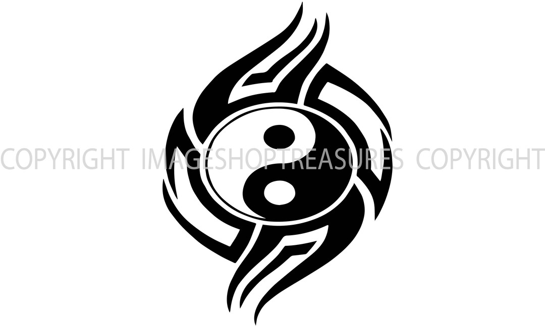 Yin Yang Tribal Sign Tattoo Mayan Indian Ethnic Black White Ying ...