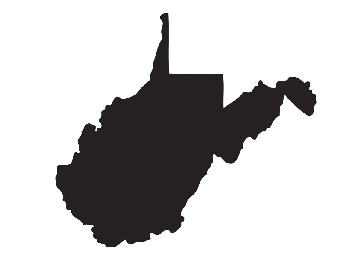 West Virginia WV State Silhouette Shape Map US United America American ...