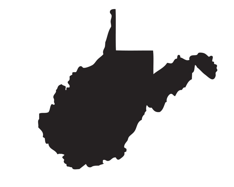 West Virginia WV State Silhouette Shape Map US United America American ...