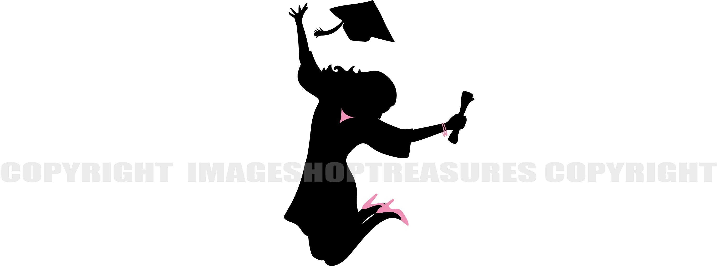 Graduation Girl Silhouette Jumping