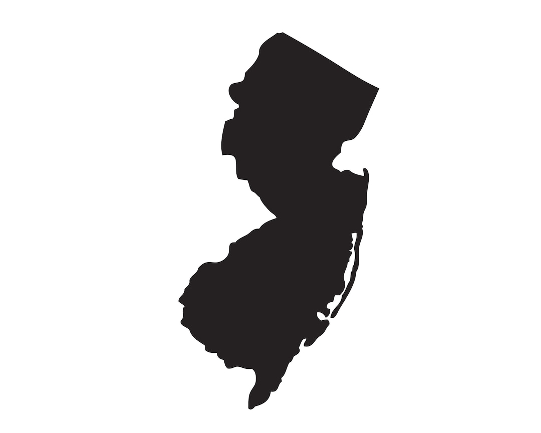 New Jersey State Silhouette Shape Map U.s.united America American ...