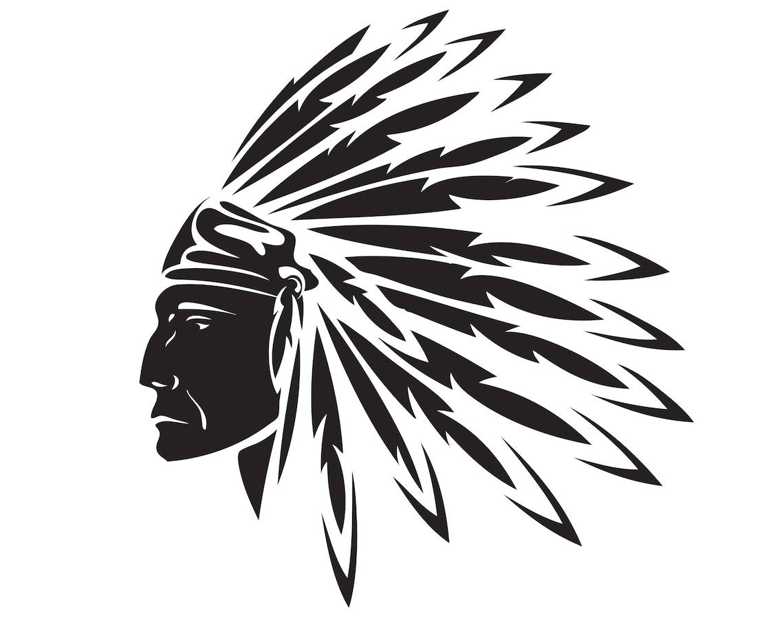 Indian Chief Tribal Mascot Head Face Native American College High ...