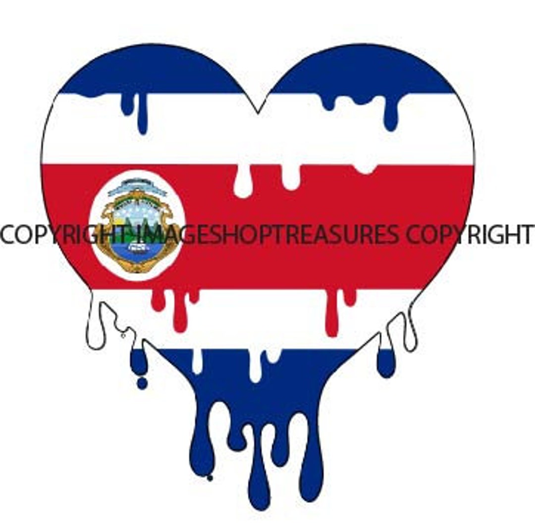 Vector Drip Dripping Heart Costa Rica Rican Flag Heart Shaped South ...