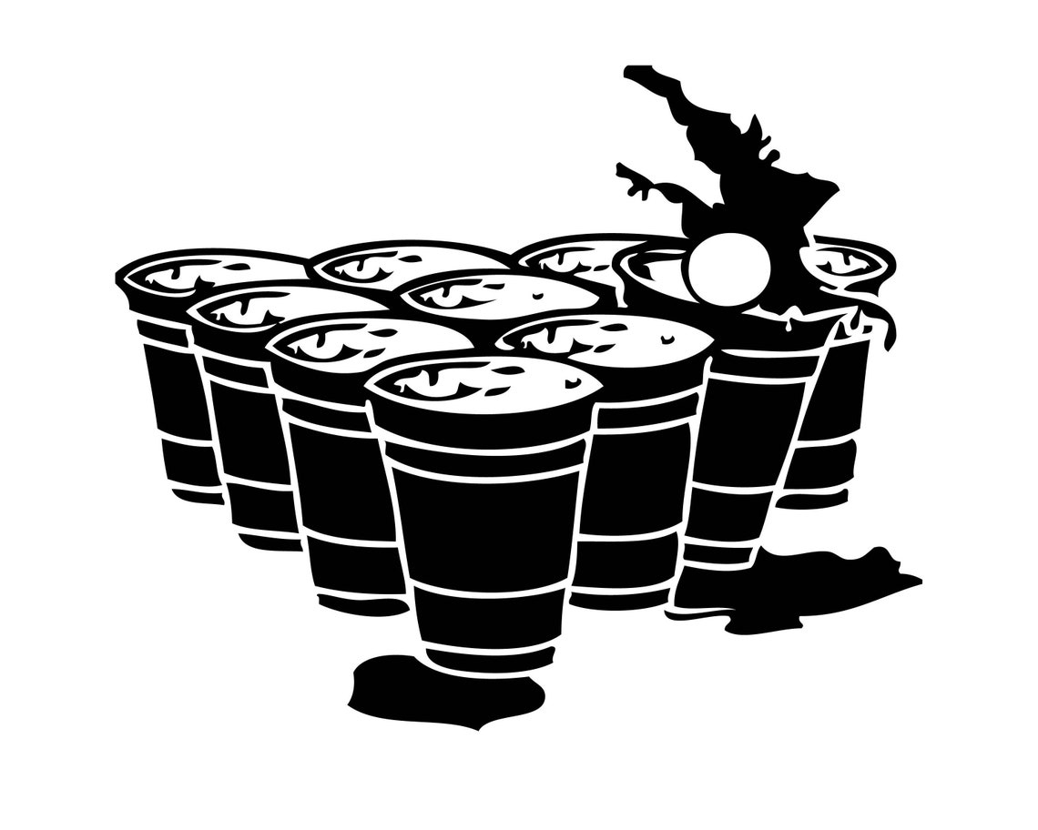 Beer Pong Keg Stand Bong Vector Symbol Silhouette Drink College Tap Bar ...