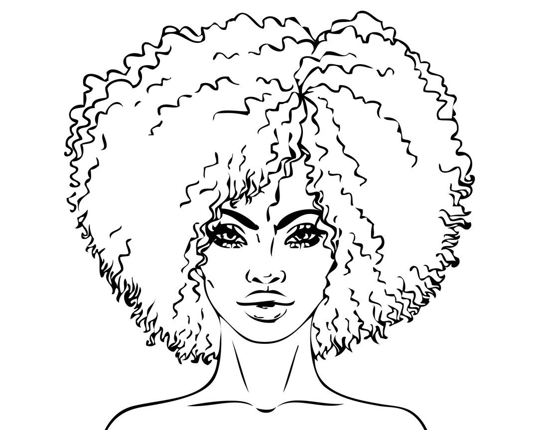 Afro WOMAN Black Hair Stringy Ebony VECTOR Jpeg Png EPS Svg Clip Art ...