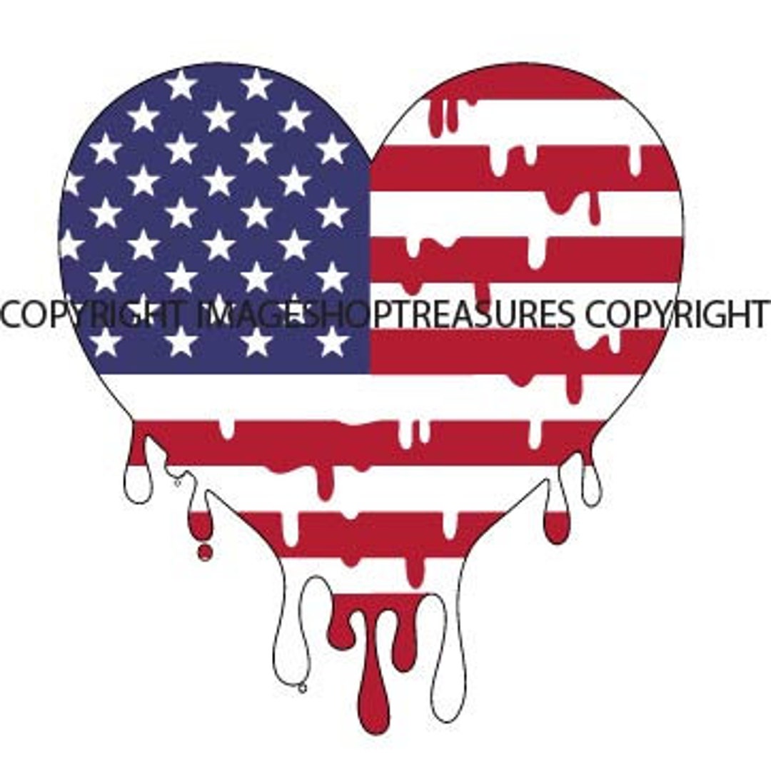 Vector Drip Dripping Heart USA United States Flag Heart Shaped North ...