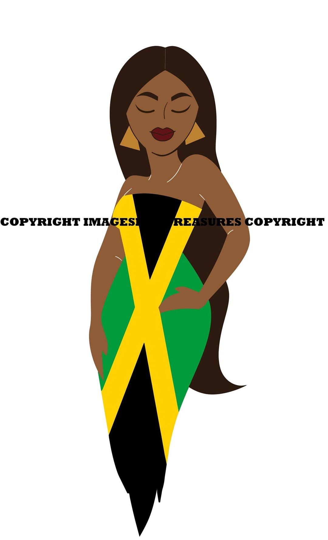 Vector Jamaica Jamaican Centric Black Woman Flag Dress Caribbean Sun ...