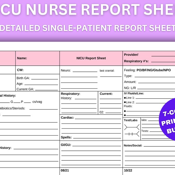 Nicu Report Sheet - Etsy