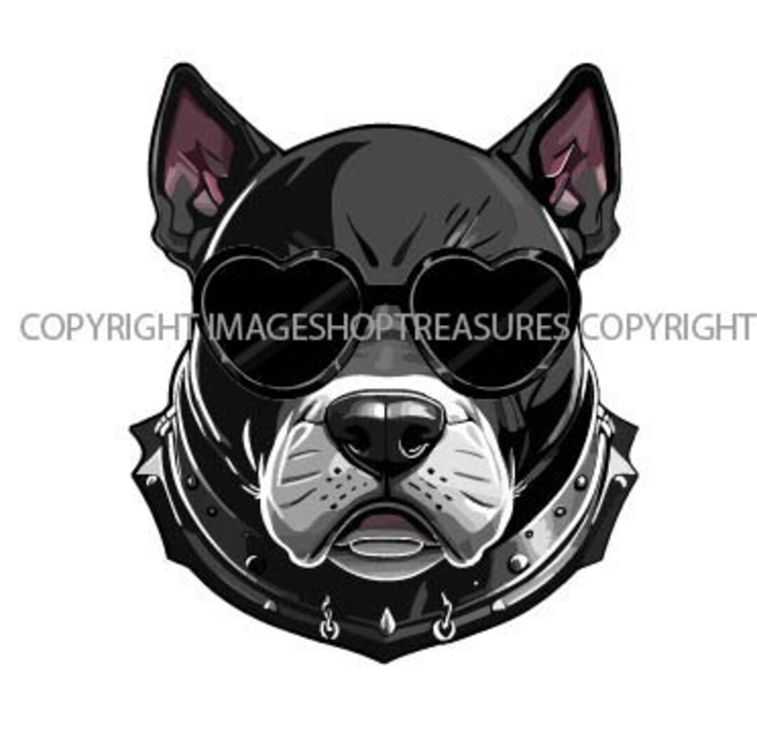 Vector American Pit Bull Breed Cute Heart Shaped Glasses Love Pedigree ...