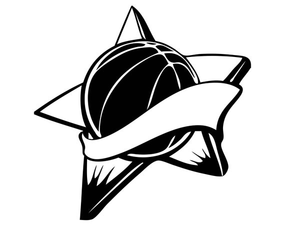 Basketball Allstar Shooting Banner Ribbon Label Sticker Icon | Etsy