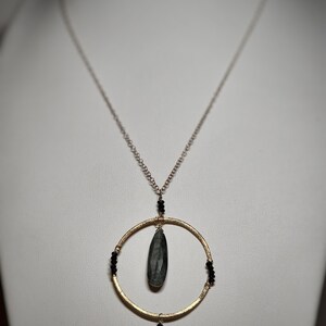 Rudilated Quartz and Black Splinel Necklace - Etsy