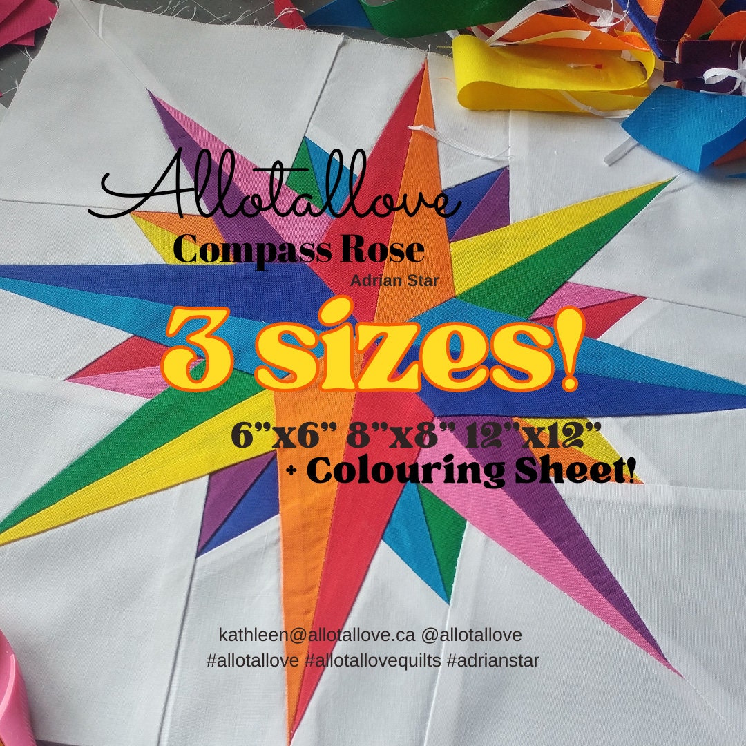 Compass Rose Quilt Block: Foundation Paper Pattern (instant Download ...