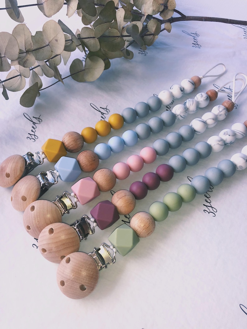 Modern Dummy Chain Silicone Dummy Chain Beechwood Dummy - Etsy