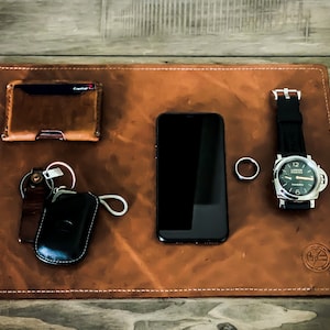 Leather Valet Mat Leather Placemat Leather Deskmat Watch | Etsy