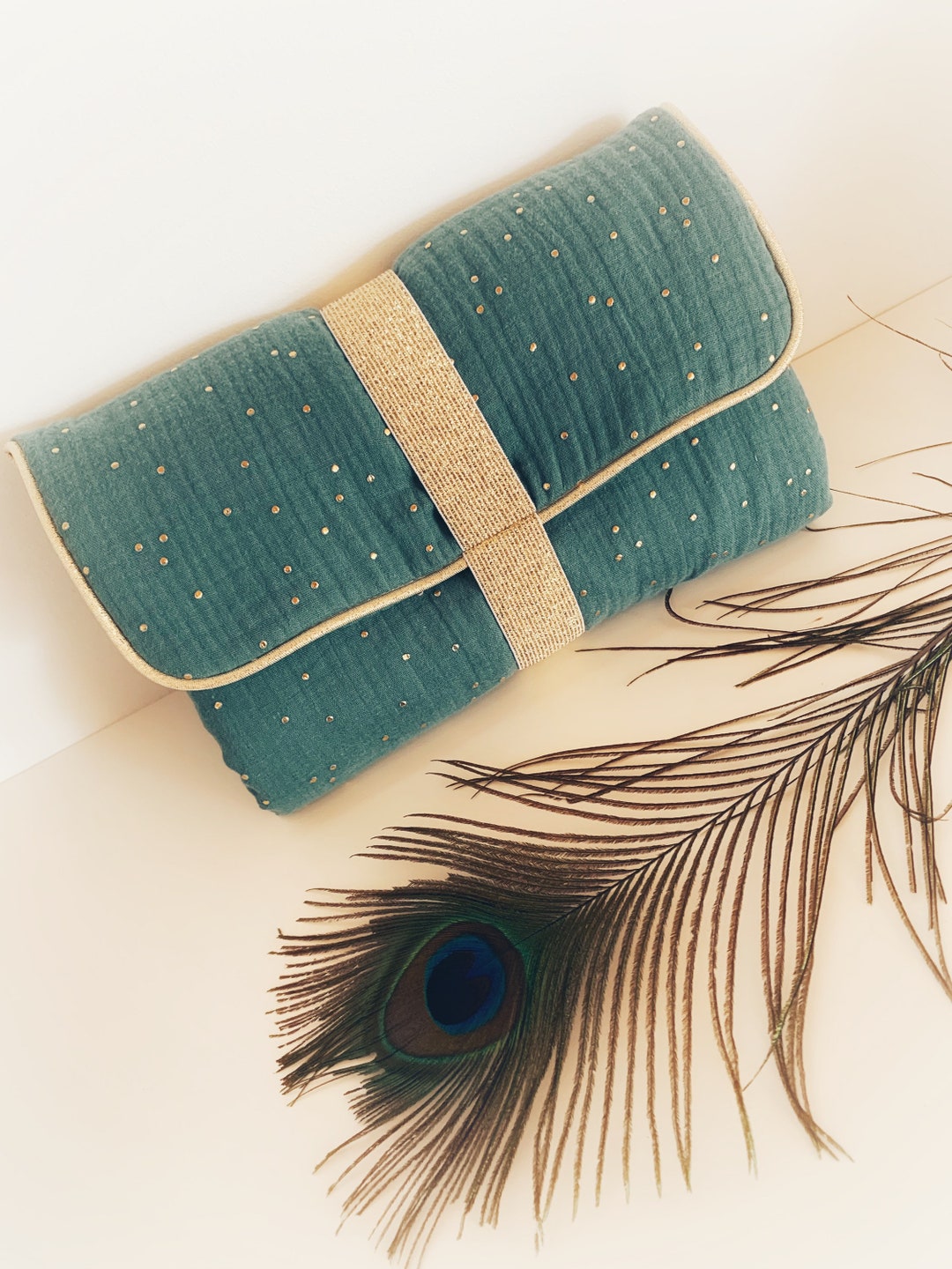 Nomadic Changing Mat in Plain or Gold Polka Dot Double Gauze/waterproof ...