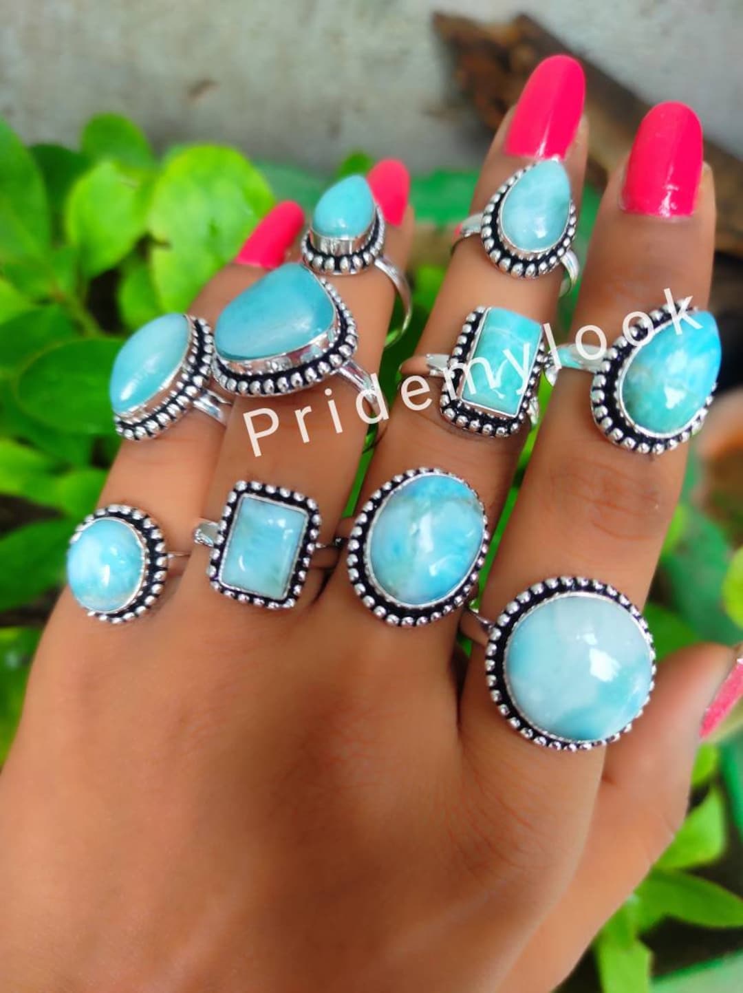 AAA Natural Larimar Ring, Gemstone Rings, Wholesale Larimar Rings, Bulk ...