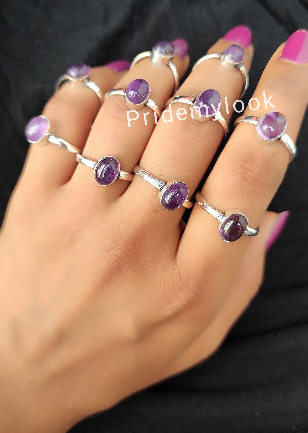 Sale! Wholesale Gemstone Rings Lot, Bulk Amethyst Rings for Women ...